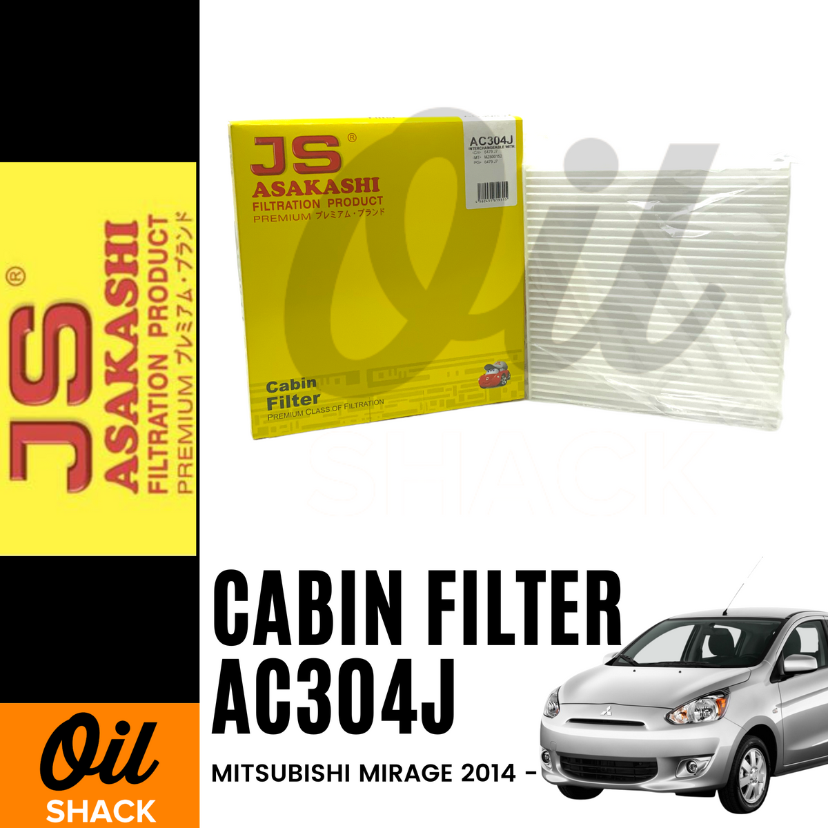 JS ASAKASHI AC304J CABIN FILTER ( MITSUBISHI MIRAGE 2014 to Present ...
